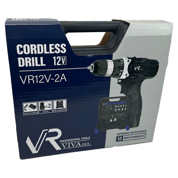 دریل پیچگوشتی شارژی دو باتری ویوارکس با ابزار_ مدل VR12V-2A – فروشگاه اینترنتی ابزارتات